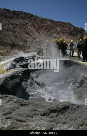 In the crater of the White Island/ Whakaari volcano, Bay of Plenty, New ...