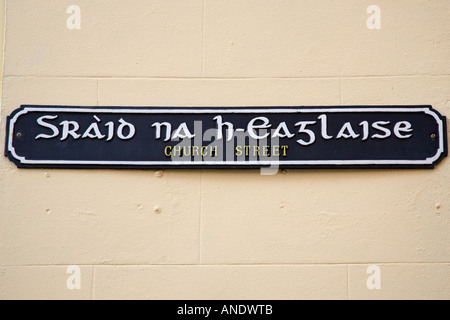 Gaelic and English street name signs in Stornoway, Outer Hebrides Stock ...