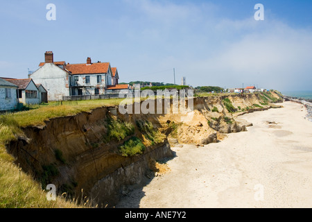 Coastline cliffs of Happisburgh, Norfolk, UK, showing erosion, on a ...