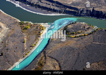 Aerial of the junction of the Chilcotin & Fraser Rivers in British ...