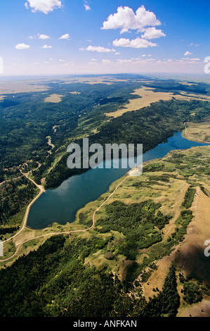 Aerial of Cypress Hills Interprovincial Park, Alberta, Saskatchewan ...