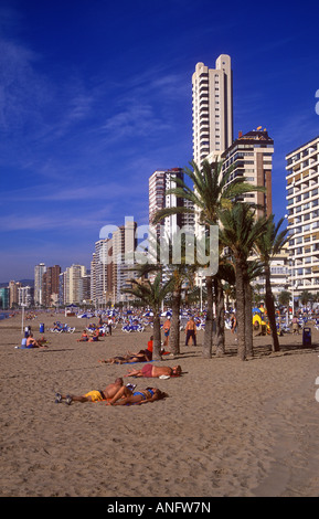 Benidorm Beach Scene Costa Blanca Spain Stock Photo - Alamy