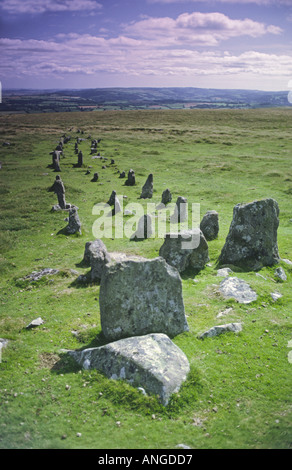 Dartmoor Stone Row Stock Photo - Alamy