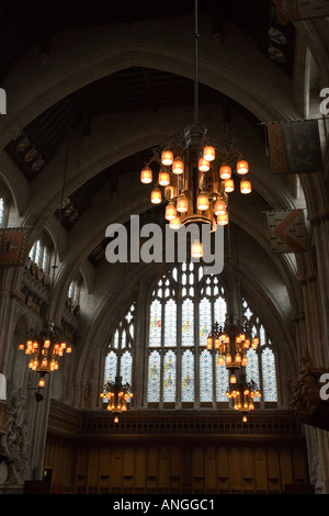 Interior of the medieval Guildhall Great Hall, London, England in the ...