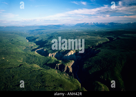 An aerial view of Stikine River Valley and Coast Mountains of northern ...