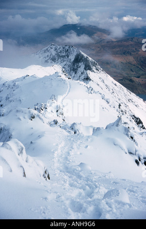 Crib Goch, Ridge, Snowdon mountain range, Snowdonia, North Wales Stock ...