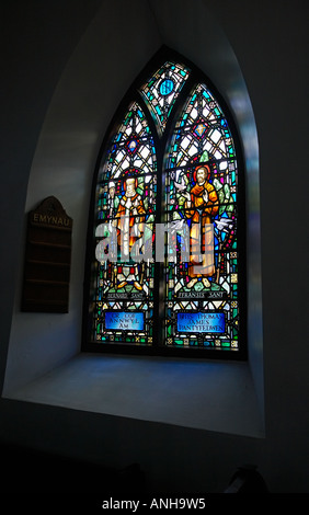 Stained glass windows at Strata Florida chapel depicting Saint David ...