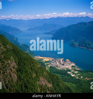 Aerial of pulp and paper mill, Howe Sound, British Columbia, Canada ...