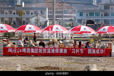 China Yunnan Baoshan lisu minority festival people climb knife Stock ...