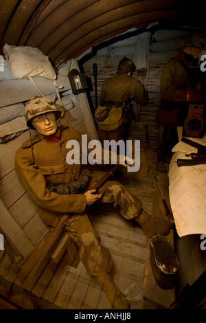Display in the Ramparts Museum in Ypres Belgium showing a German dug ...