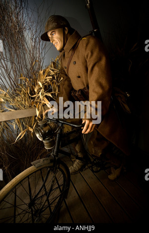 Display in the Ramparts Museum in Ypres Belgium showing a German dug ...