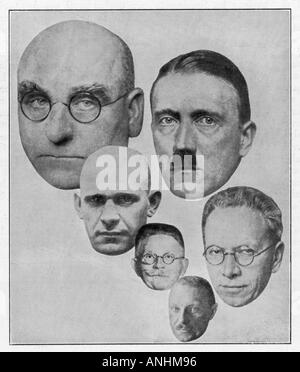 Adolf Hitler with Nazi leaders including Rudolf Hess, second from left ...