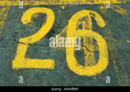 The number one painted on asphalt Stock Photo - Alamy