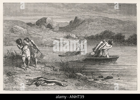 Fishing in the Neolithic era Stock Photo - Alamy