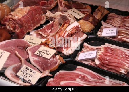 Bacon stall at Borough Organic market in London UK Stock Photo - Alamy