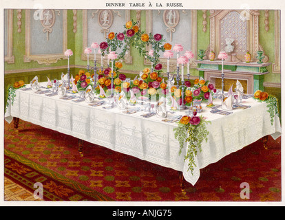 Dinner table a la Russe Stock Photo - Alamy