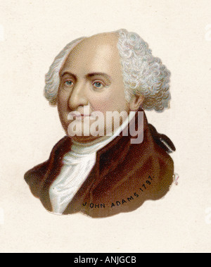 John Adams (1735-1826), President of the USA, 1797-1801, Lithograph by ...
