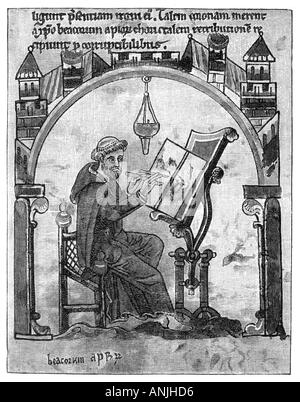 A monk copyist at work Stock Photo - Alamy