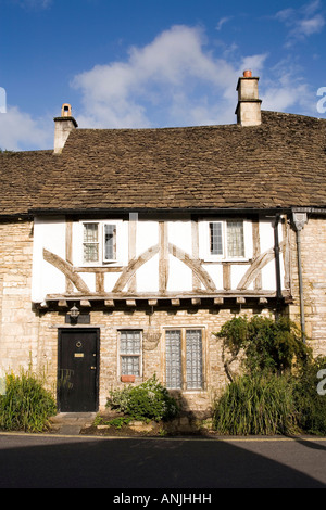 The old court house building with timber framed upper storey and stone ...