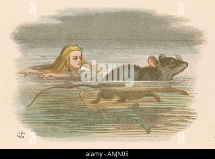 Alice in the pool of tears Alice in Wonderland colored Tenniel ...