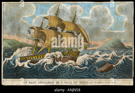 East Indiaman in Gale Stock Photo - Alamy