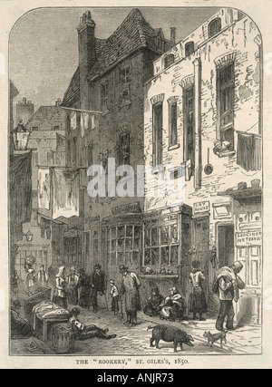 A notorious London slum - the 'Rookery' of St Giles, near Seven Dials ...