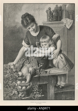 Stirring the pudding 1889 Stock Photo - Alamy