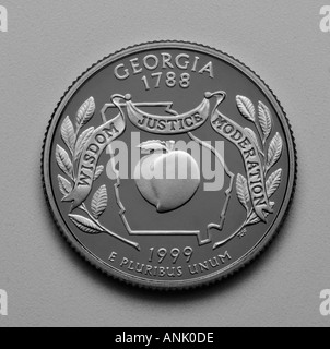 Georgia state commemorative quarter coin isolated on white background ...
