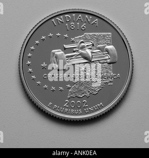 Indiana state commemorative quarter coin isolated on white background ...
