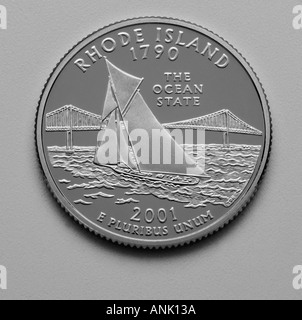 Rhode Island state commemorative quarter coin isolated on white Stock ...