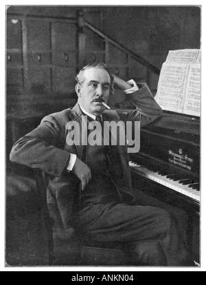 GIACOMO PUCCINI (1858 - 1924), leans on the piano,a cigarette dangling ...