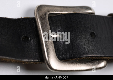 Black Leather Belt And Buckle Stock Photo - Alamy