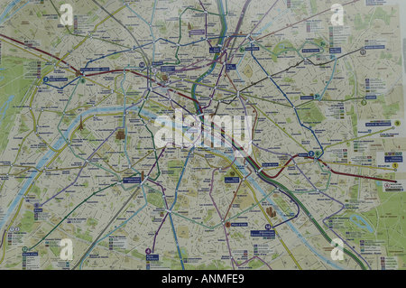A map of Paris's public transportation routes Stock Photo - Alamy