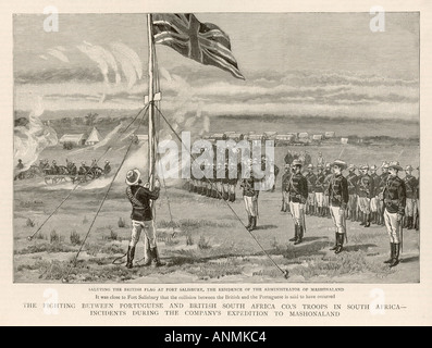 The British flag is ceremonially raised over Fort Salisbury (now Harare ...