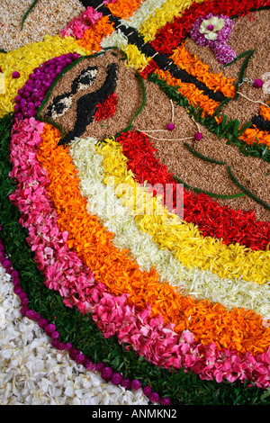 A traditional Kerala style floral decoration during Onam depicting King ...