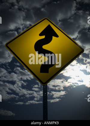Close up of a curvy road sign, Port Angeles, Washington State Stock ...
