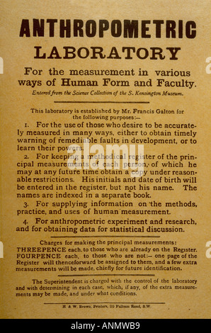 Handbill for Francis Galton's Anthropometric Laboratory Date: circa ...