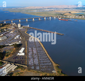 Aerial above imported cars Port of Benicia, California Stock Photo - Alamy