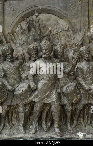 Sikh soldiers represented on a pedestal of the statue erected to Earl ...