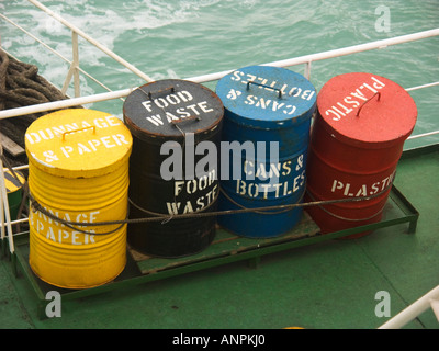 Recycling bins on the deck of a ship Stock Photo - Alamy