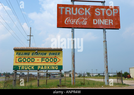 Abandoned gas station and restaurant signs shown along the I-15 in ...