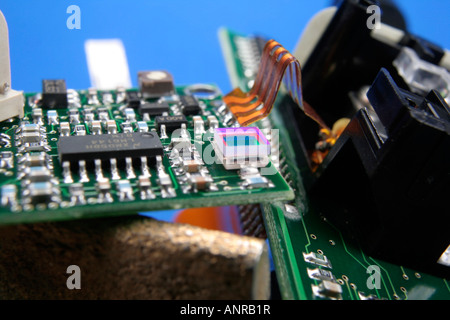 The inside of a electronic device showing the semiconductor circuit ...