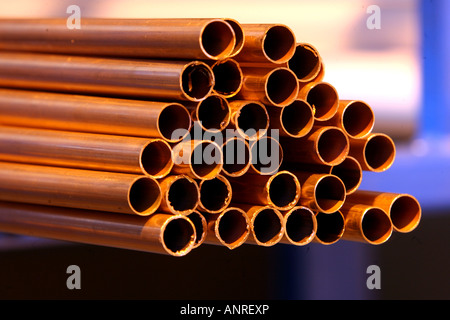Copper Heating piping Stock Photo - Alamy