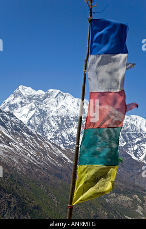 Mountain landscape and prayer flags in Tibet Stock Photo - Alamy
