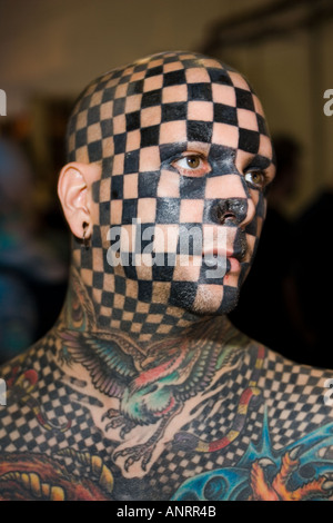Checker face at International tattoo convention London Britain UK Stock ...