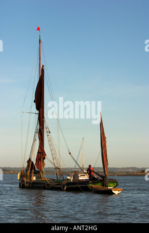 traditional gaff rigged barge or sailing boat yacht off of cowes on the ...