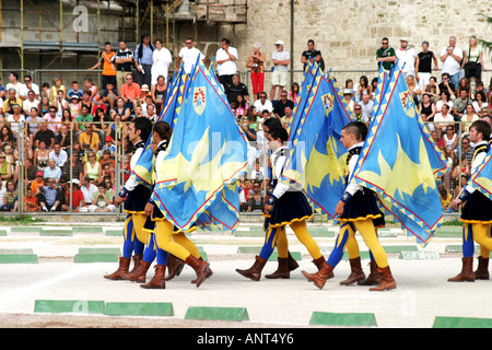 Flag throwing tossing and waving is a traditional part of festivals in ...