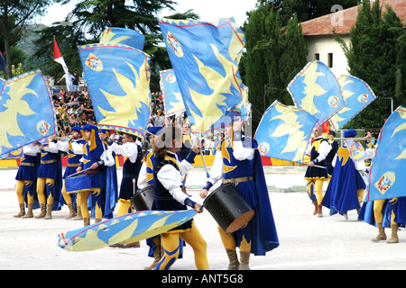Flag throwing tossing and waving is a traditional part of festivals in ...