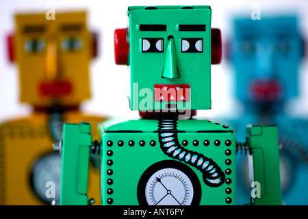 3 Chinese manufactured tinplate clockwork toy robots Stock Photo - Alamy