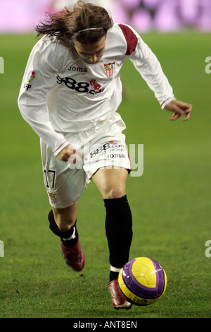 The young Sevilla FC left forward Diego Capel with the ball Stock Photo ...